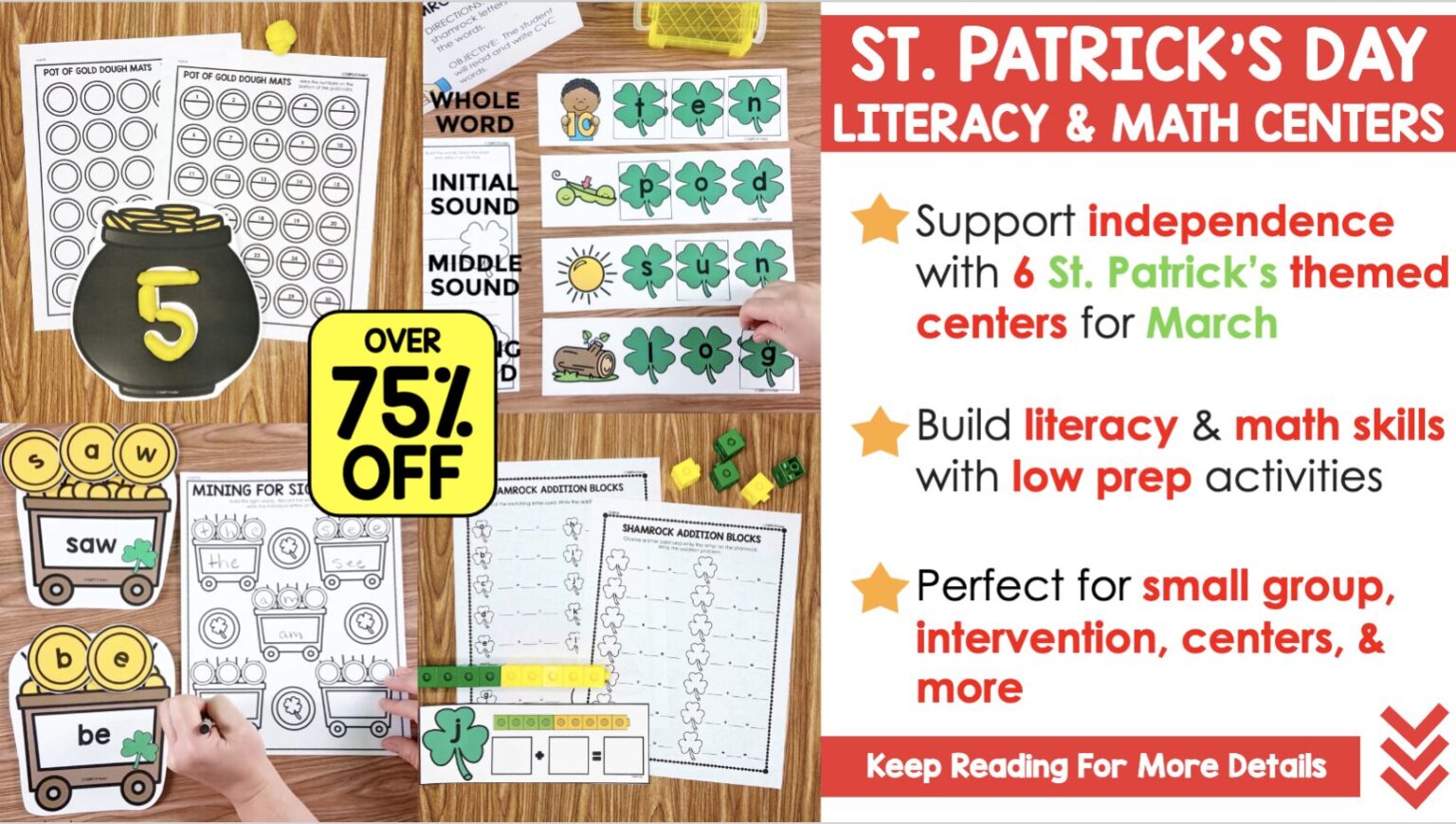 St Patrick's Day Literacy & Math Centers Kindergarten St Patricks Day ...