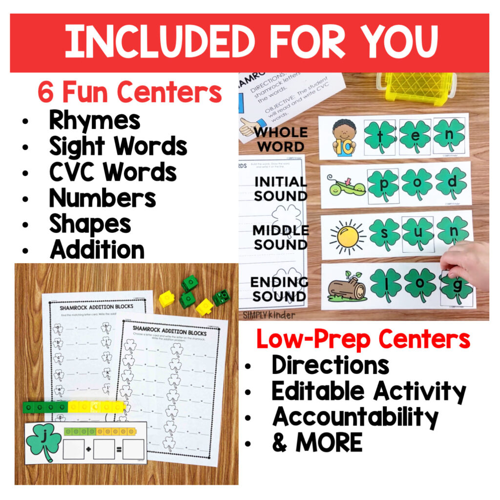 St Patrick's Day Literacy & Math Centers Kindergarten St Patricks Day ...