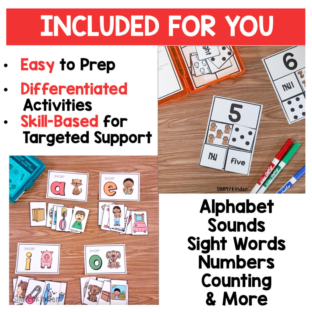 Literacy & Math Intervention Kit Centers & Activities, Kindergarten ...
