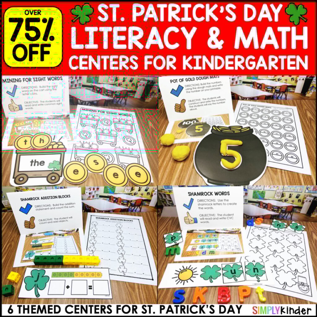 St Patrick's Day Literacy & Math Centers Kindergarten St Patricks Day ...