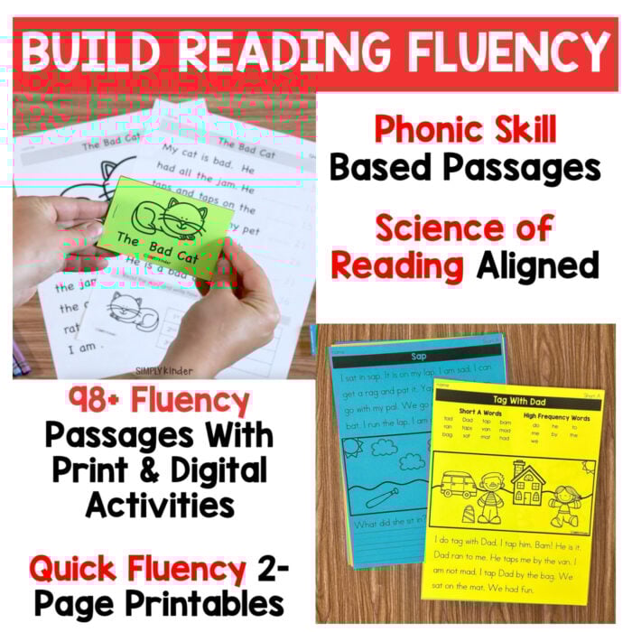 Decodable Reading Comprehension & Fluency Passages Activities - Simply ...