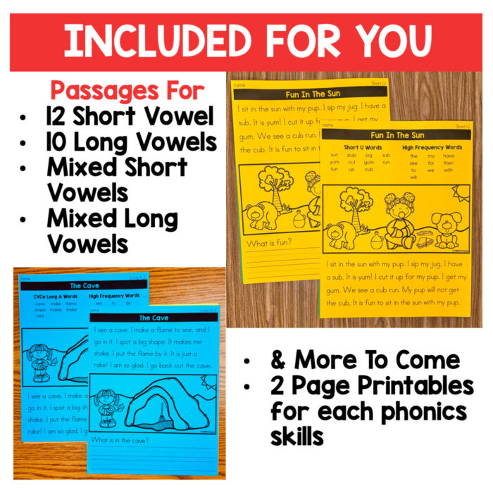 Quick Decodable Reading Fluency Passages & Comprehension, Science of ...