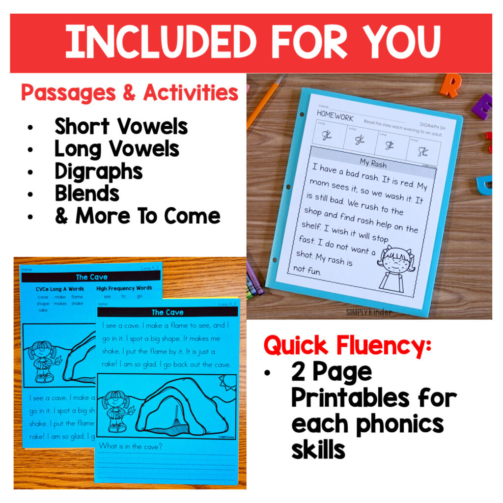 Decodable Reading Comprehension & Fluency Passages Activities - Simply ...