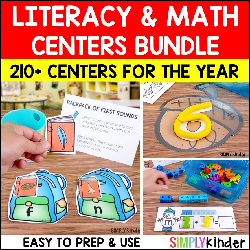 Kindergarten Literacy & Math Centers: Holidays, Fall, Winter, Summer ...