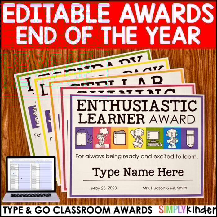 End of Year Awards with Editable and Autofill End of the Year ...