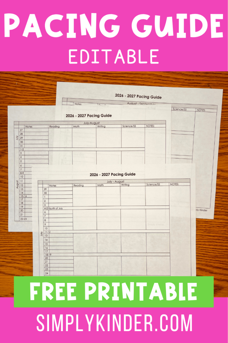 Free Pacing Guide for Any Grade Level! - Simply Kinder