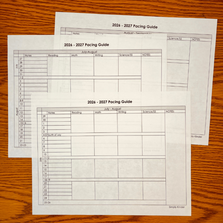 Free Pacing Guide for Any Grade Level! - Simply Kinder