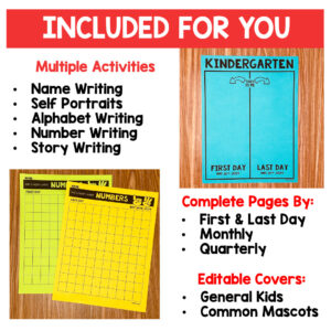 Editable Portfolio for First Day of School and Last Day, Monthly Self ...