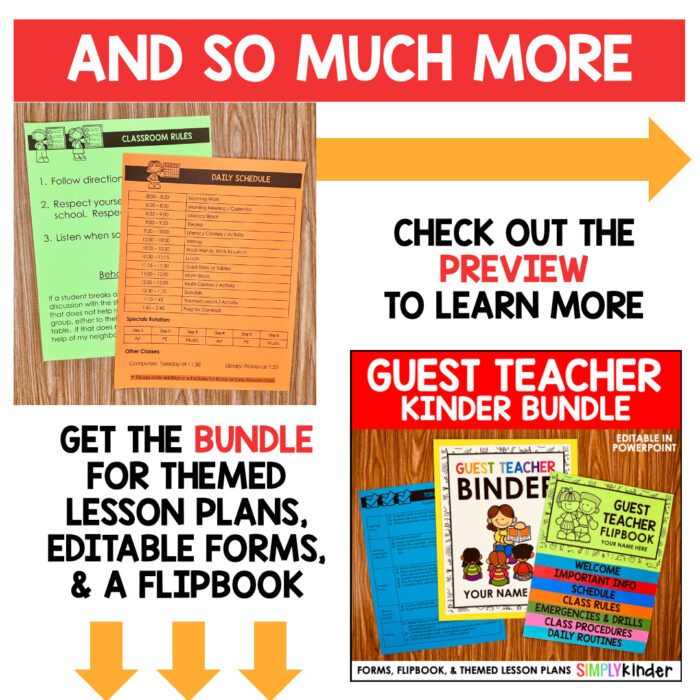 Editable Sub Binder, Substitute Binder for Kindergarten & First Grade ...