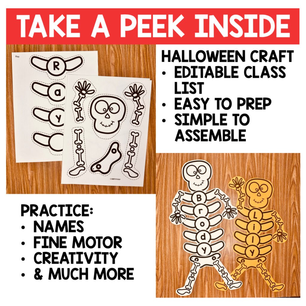 Skeleton Craft, Halloween Craft Kindergarten, Editable Skeleton Name ...