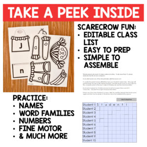 Scarecrow Editable Name Activity & Craft for Fall Bulletin Boards ...