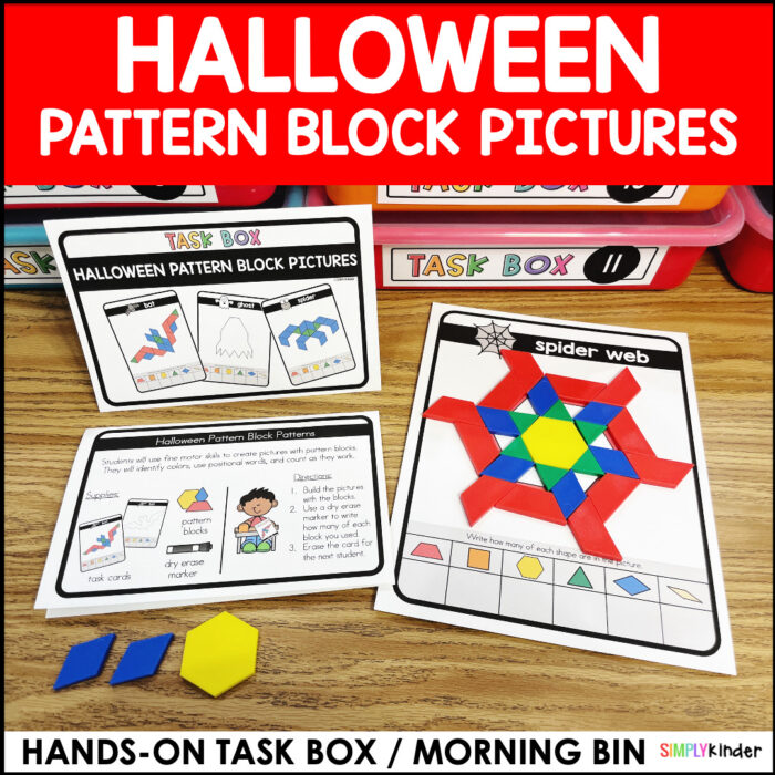Halloween Pattern Blocks Morning Work Task Box Center for Fall - Simply ...