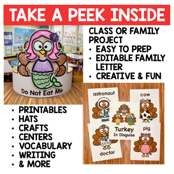 Turkey in Disguise Writing Craft, Take Home Project, Thanksgiving ...