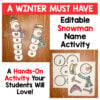 Snowman Editable Name Activity & Craft for Winter Bulletin Boards ...