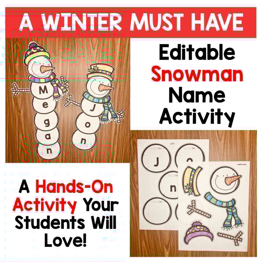 Snowman Editable Name Activity & Craft for Winter Bulletin Boards ...