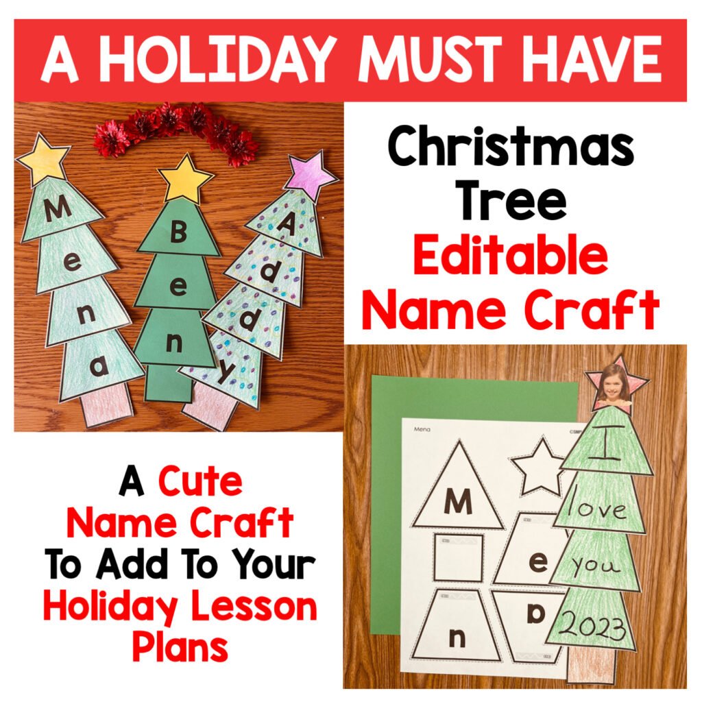 Christmas Tree Editable Name Activity & Craft for Winter Bulletin ...
