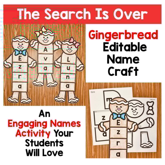 Gingerbread Man Editable Name Activity & Craft for Winter Bulletin ...