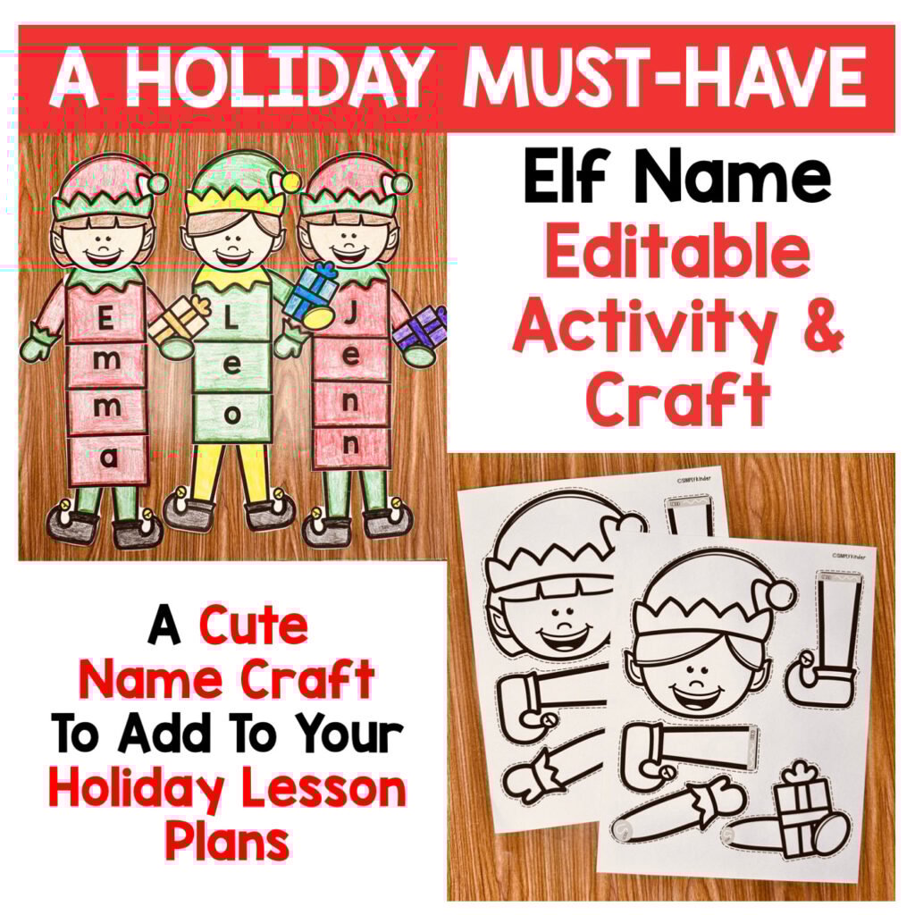 Elf Editable Name Activity & Craft for Christmas & Winter Bulletin ...