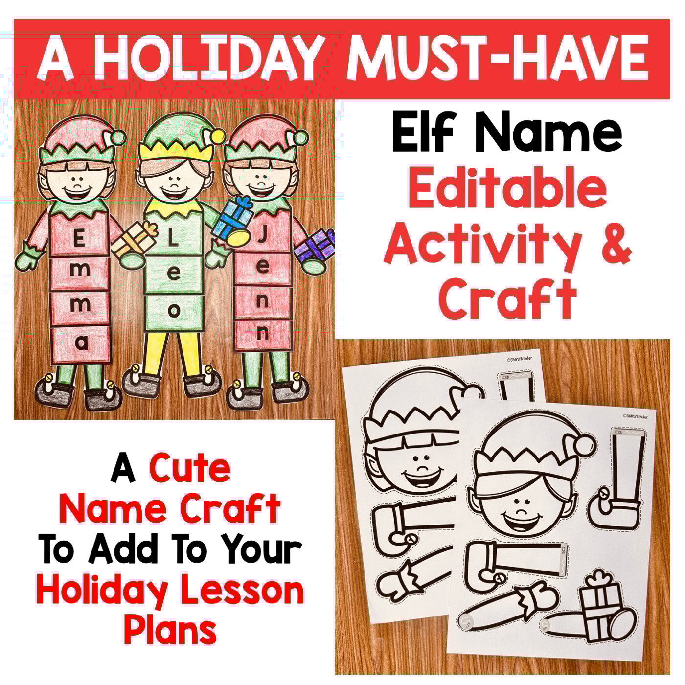 Elf Editable Name Activity & Craft for Christmas & Winter Bulletin ...