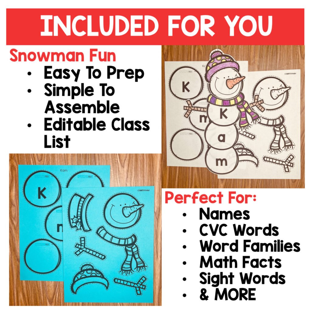 Snowman Editable Name Activity & Craft for Winter Bulletin Boards ...