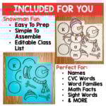 Snowman Editable Name Activity & Craft for Winter Bulletin Boards ...