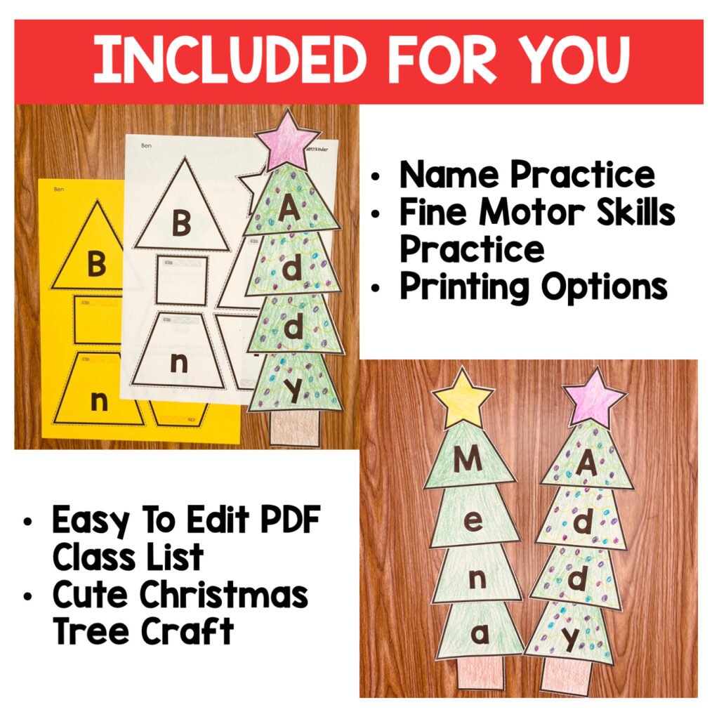Christmas Tree Editable Name Activity & Craft for Winter Bulletin ...