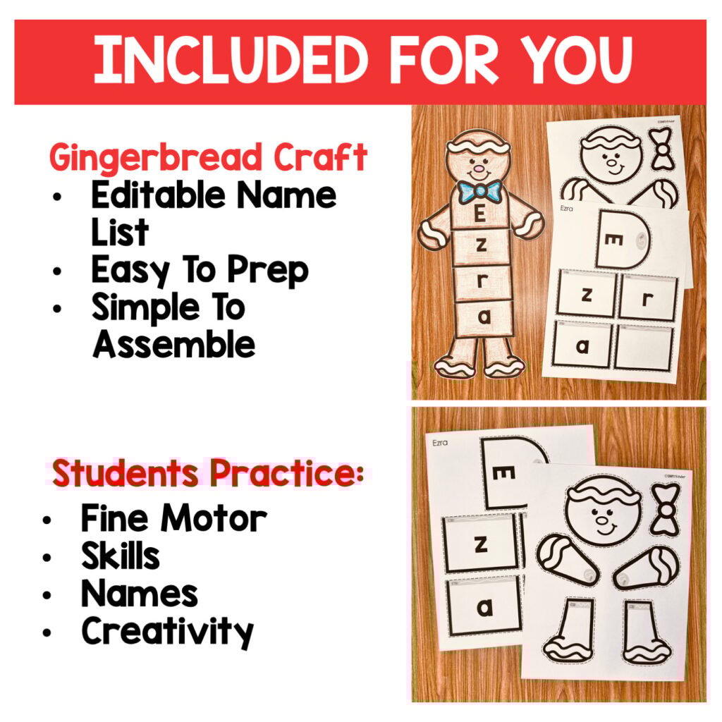 Gingerbread Man Editable Name Activity & Craft for Winter Bulletin ...