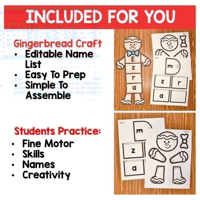 Gingerbread Man Editable Name Activity & Craft for Winter Bulletin ...