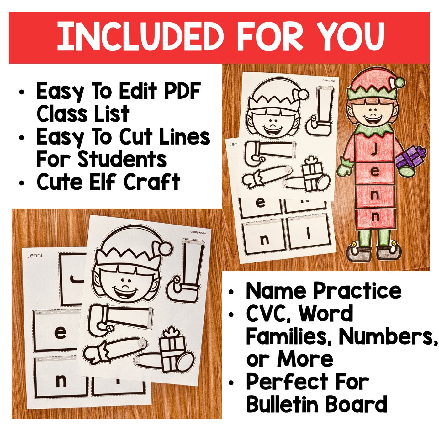 Elf Editable Name Activity & Craft for Christmas & Winter Bulletin ...