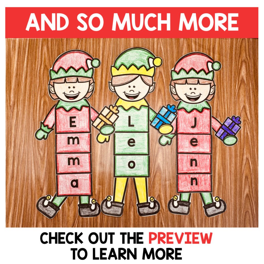 Elf Editable Name Activity & Craft for Christmas & Winter Bulletin ...