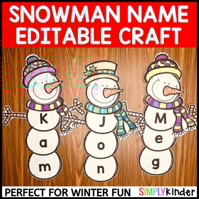 Snowman Editable Name Activity & Craft for Winter Bulletin Boards ...