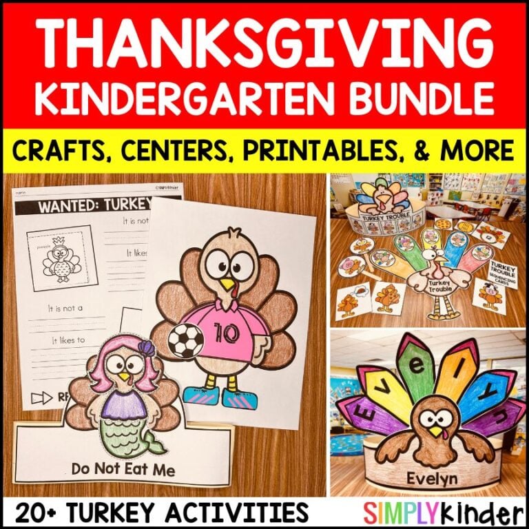 Thanksgiving Placemats Free Printable for Kindergarten - Simply Kinder