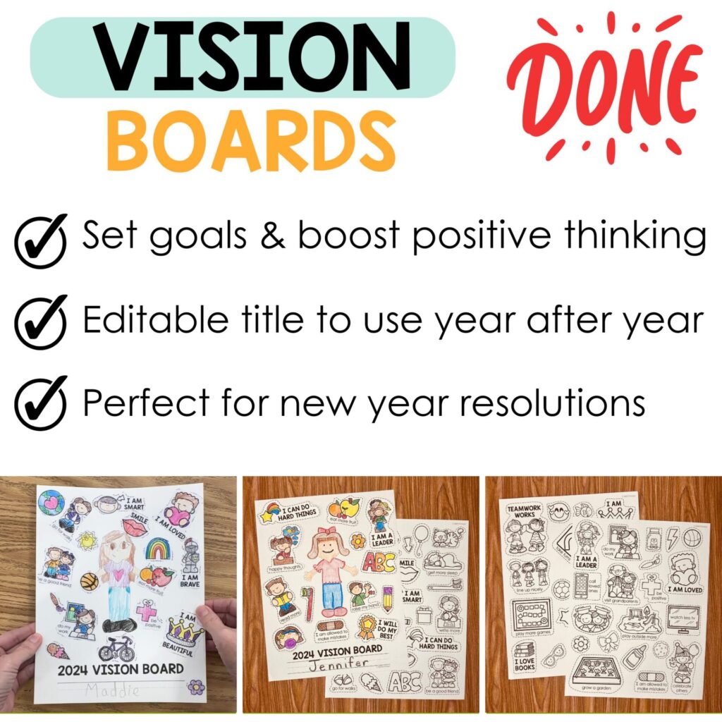 New Year Resolution 2025 Goals Setting Activity, Vision Board 2025 ...