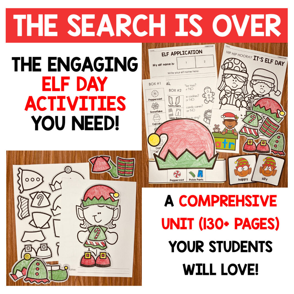 Elf Day Activities, Crafts, Hats, Center, Literacy, Math, Writing ...