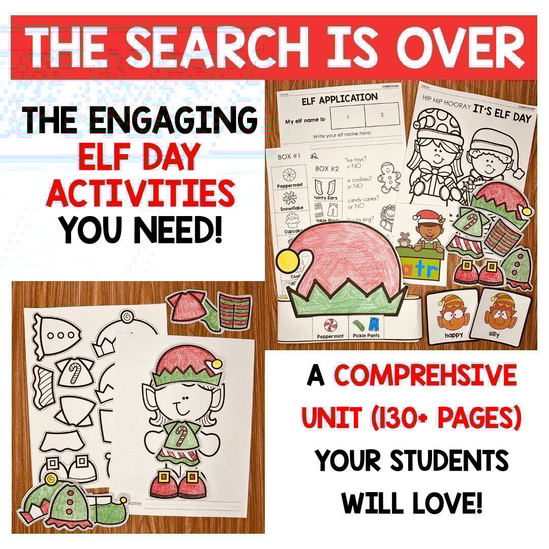 Elf Day Activities, Crafts, Hats, Center, Literacy, Math, Writing ...