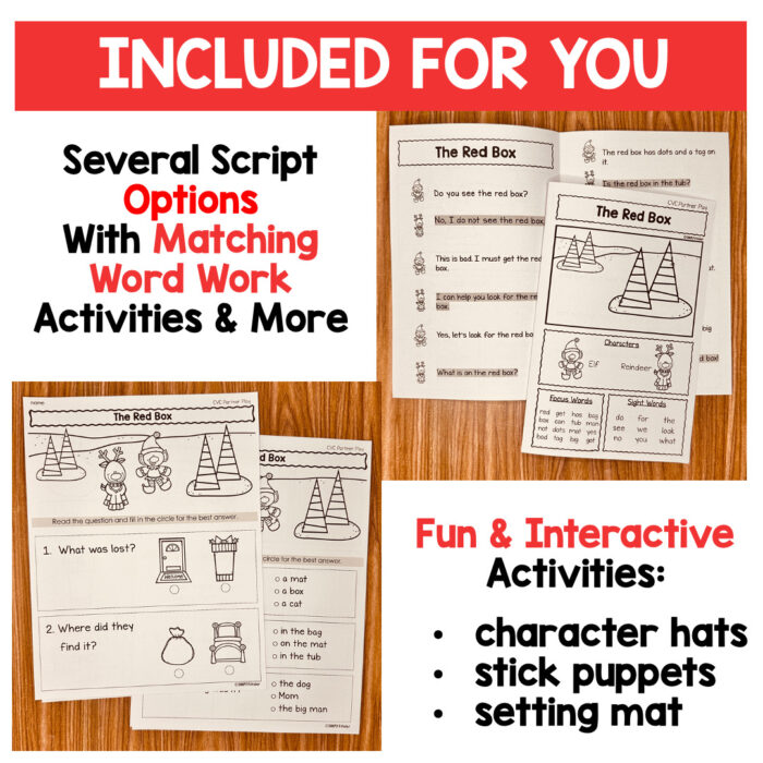 CVC Decodable Christmas Readers Theater for Kindergarten, Holiday ...