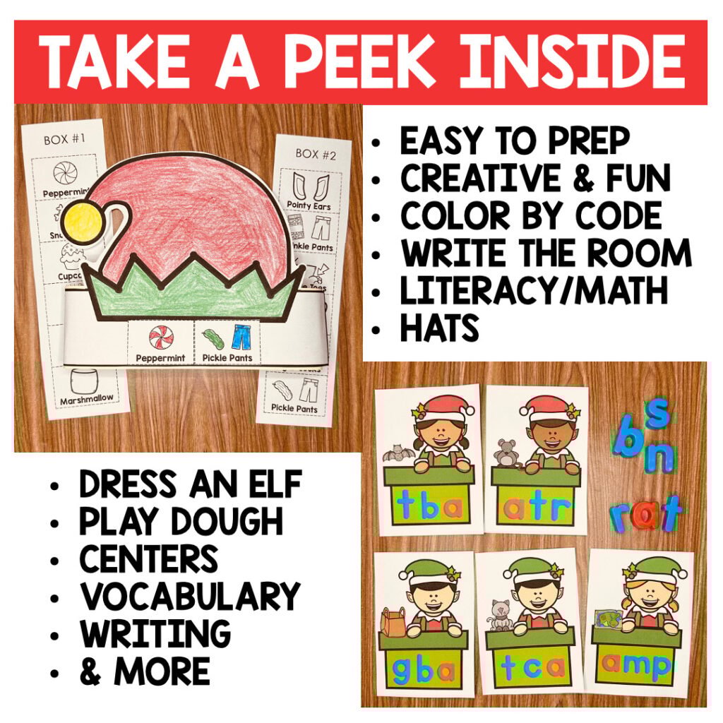 Elf Day Activities, Crafts, Hats, Center, Literacy, Math, Writing ...