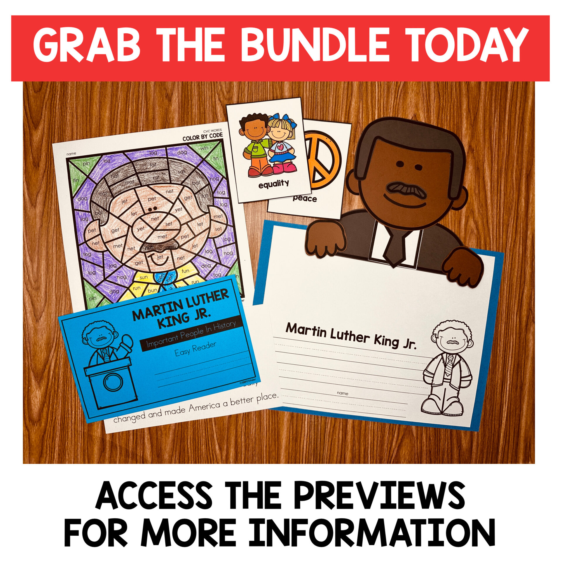 Martin Luther King Bundle of Activites, Craft, Reports, & No Prep ...