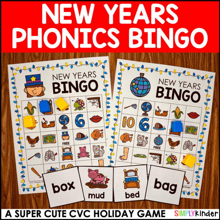 New Year Phonics Bingo, No-Prep CVC Decodable Game - Simply Kinder