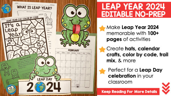 Leap Year 2024 Activities, No-Prep Literacy, Math, Hat, Crafts, & MORE ...