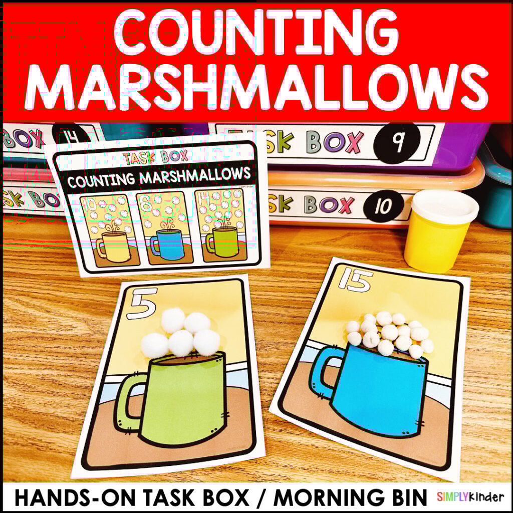 Counting Marshmallows Morning Bin, Math Center, Winter Math Activity ...