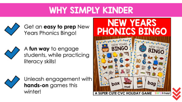 New Year Phonics Bingo, No-Prep CVC Decodable Game - Simply Kinder