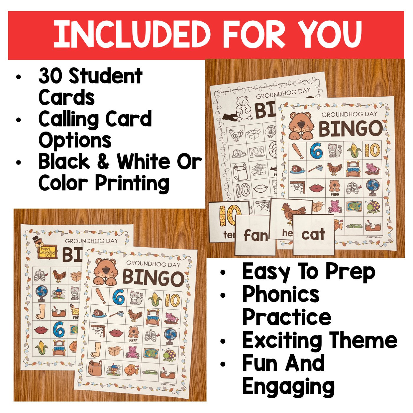 Groundhog Day Activity, Phonics Bingo, No-Prep CVC Decodable Game ...