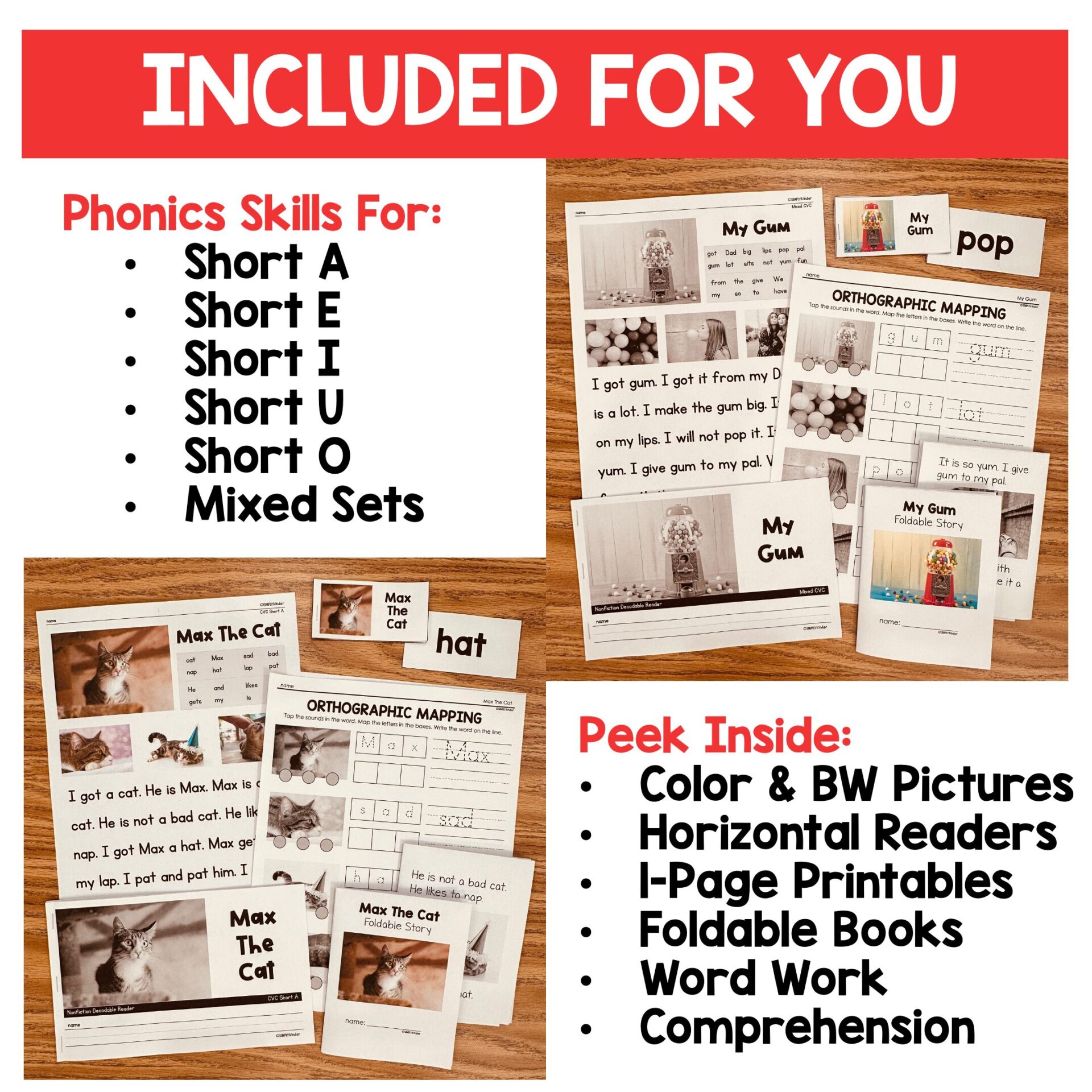 Nonfiction CVC Decodable Readers w/ Real Pictures, Passages - Simply Kinder