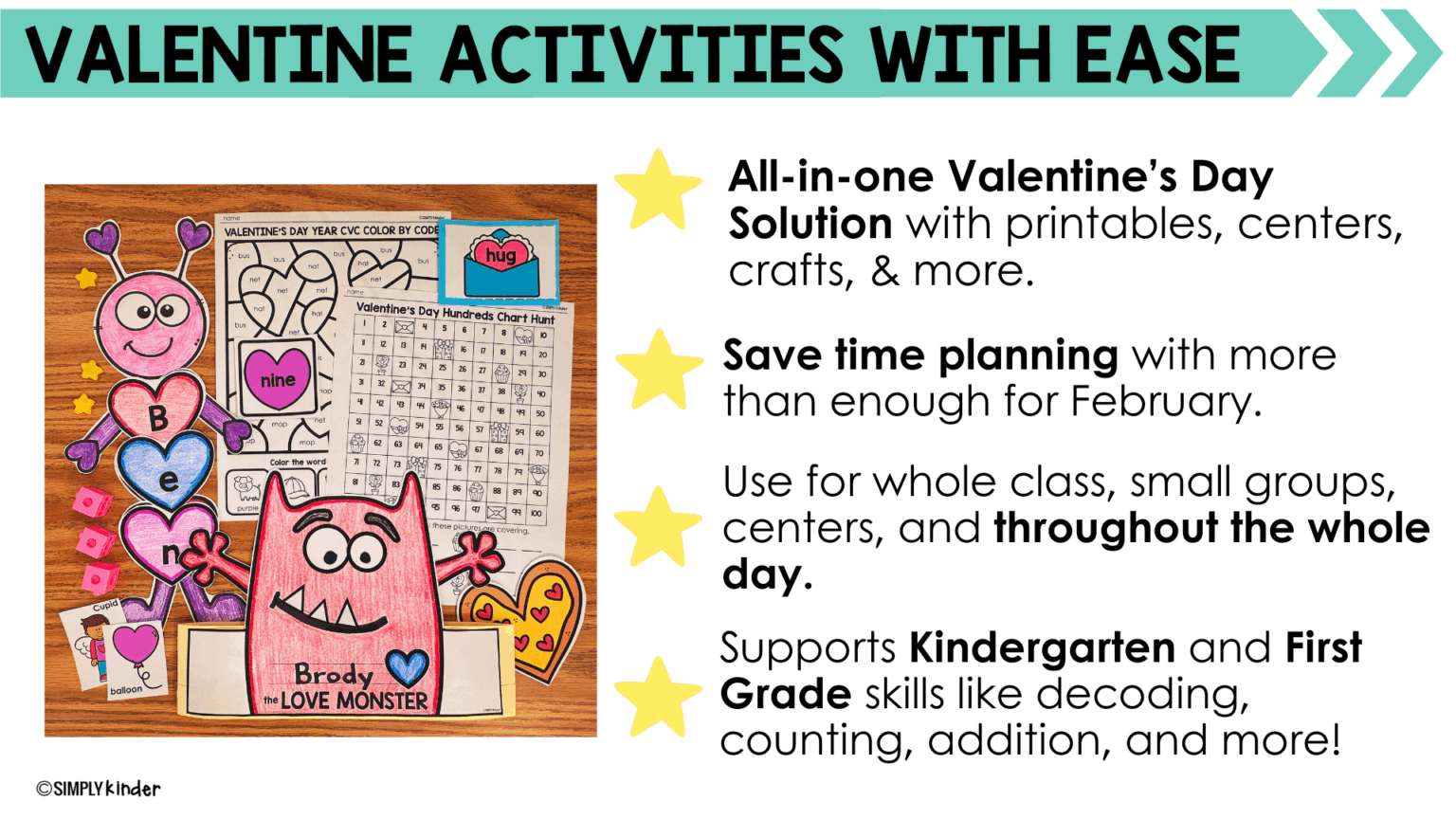 Valentines Day Kindergarten MEGA Activities, Crafts, Centers, Math ...