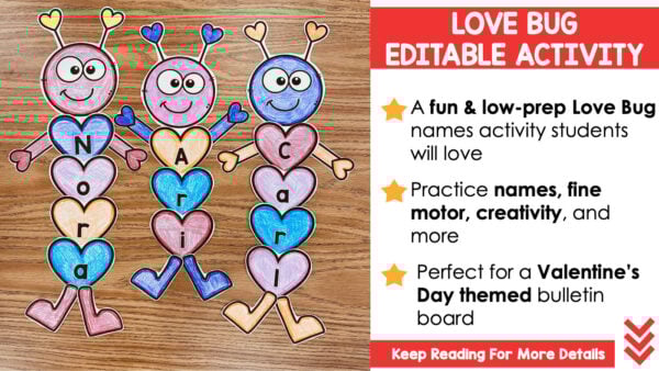 Love Bug Editable Name Craft & Activity for Valentines Bulletin Boards ...