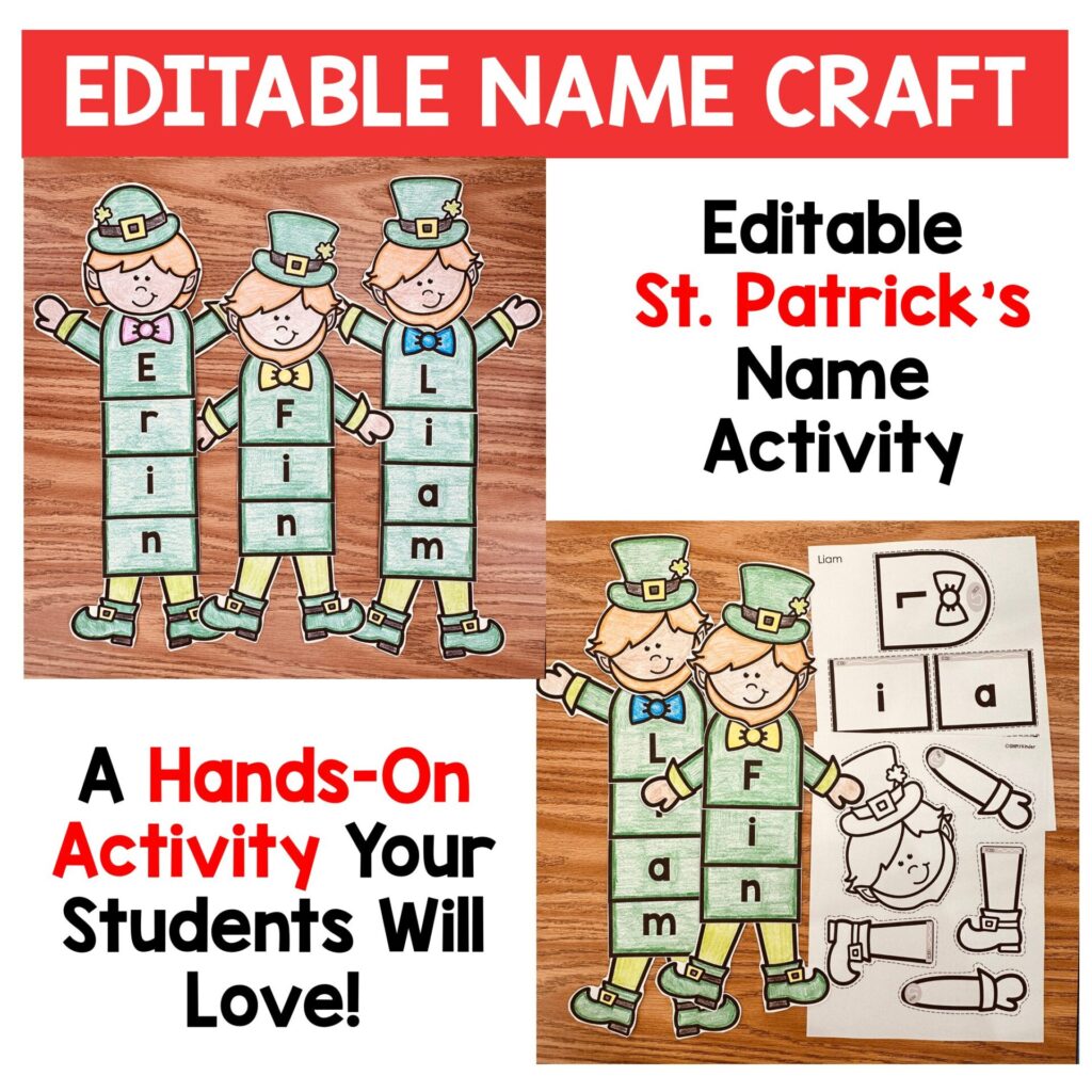St. Patrick's Day Editable Name Craft & Leprechaun Activity for ...
