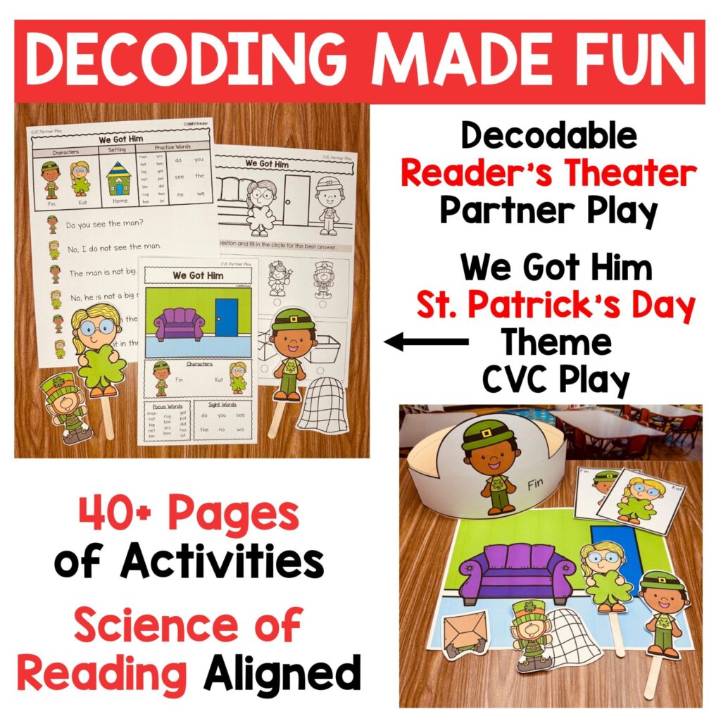 CVC Decodable St. Patrick's Day Readers Theater for Kindergarten ...