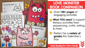 Love Monster Craft & Activities for Valentines Day, Writing, Centers ...