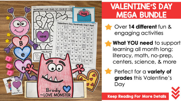 Valentines Day Kindergarten MEGA Activities, Crafts, Centers, Math ...